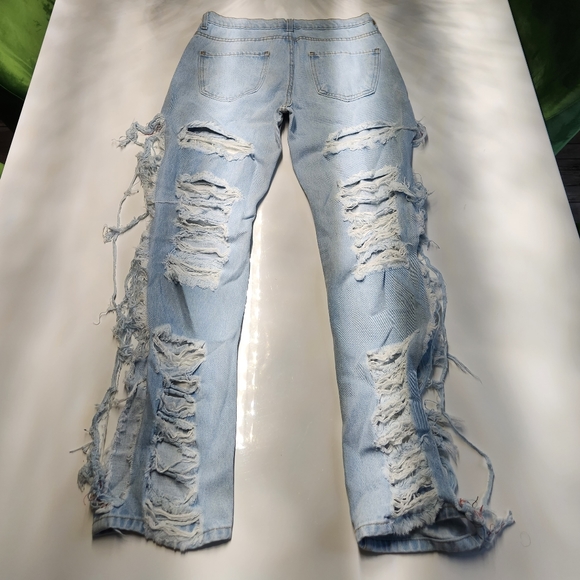 Jeans | Scratch Rippedrepair Denim Jeans | Poshmark